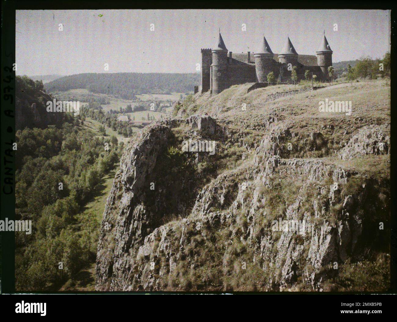 Andelat, France The Château du Sailhant, seen from the Babory ravine ...