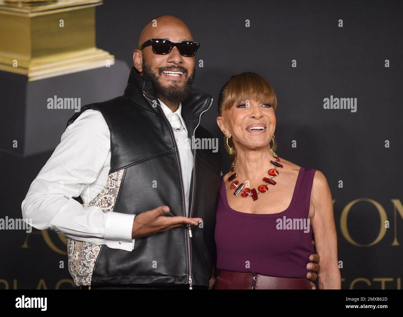 Swizz Beatz, left, and Epic Records CEO Sylvia Rhone arrive at the ...