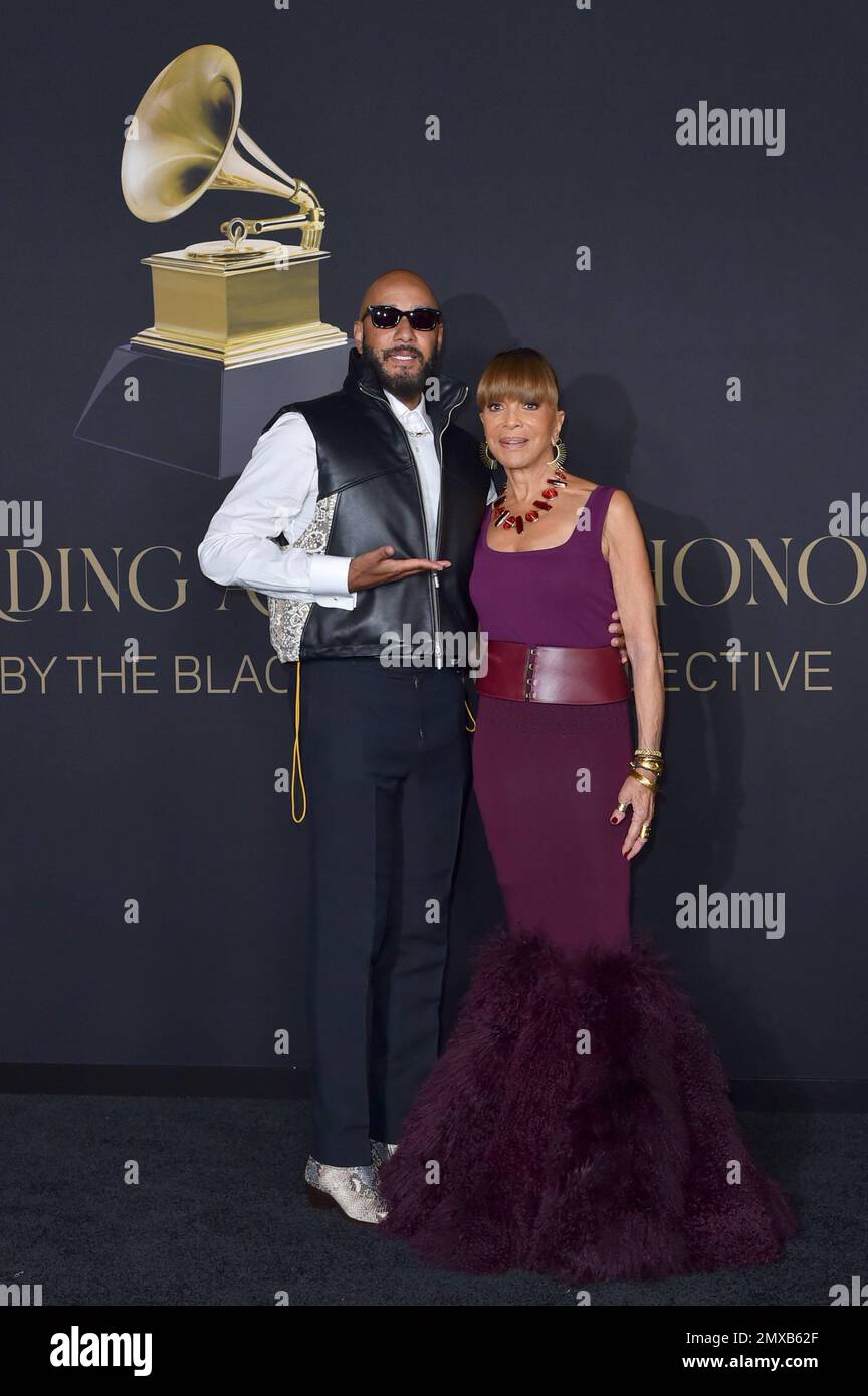 Swizz Beatz, left, and Epic Records CEO Sylvia Rhone arrive at the ...