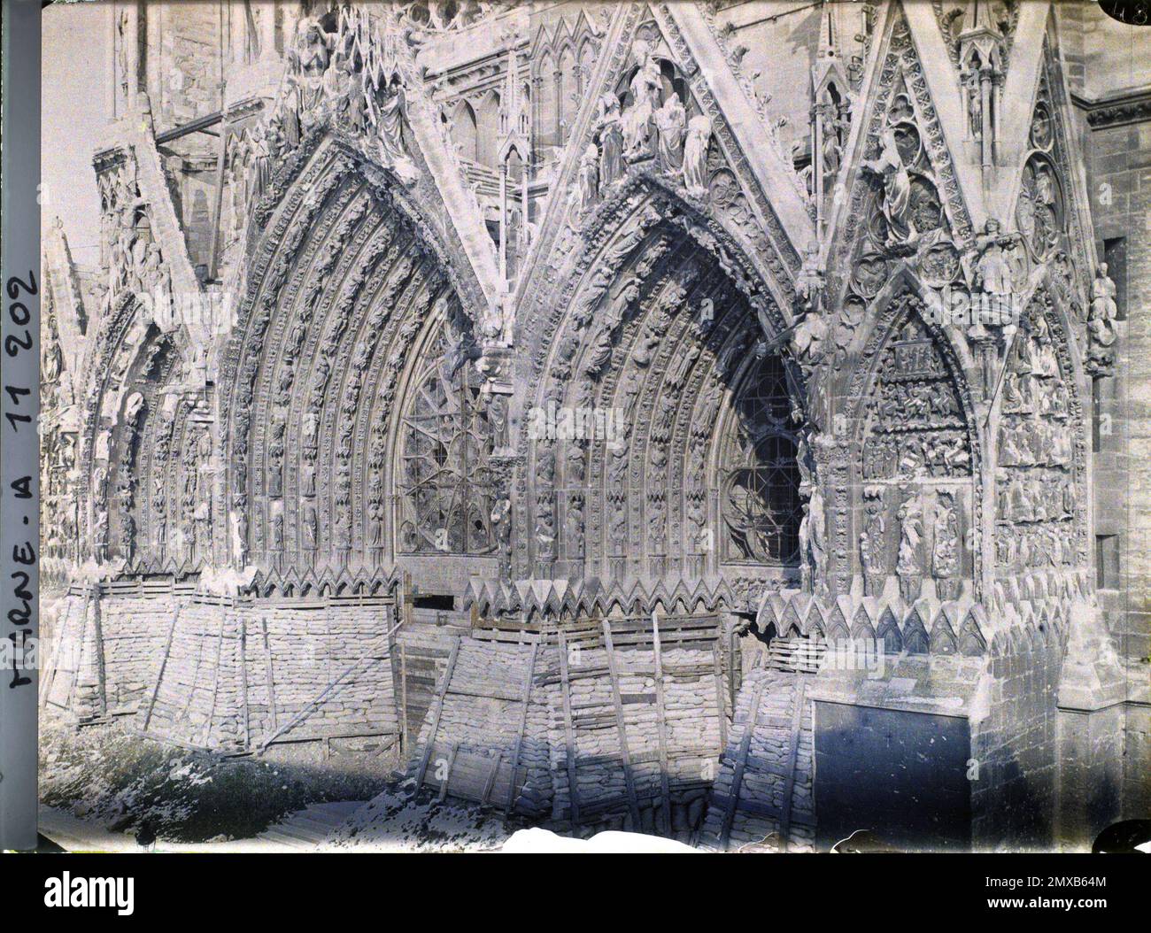 Reims, Marne, Champagne, France The three portals of the Western facade ...