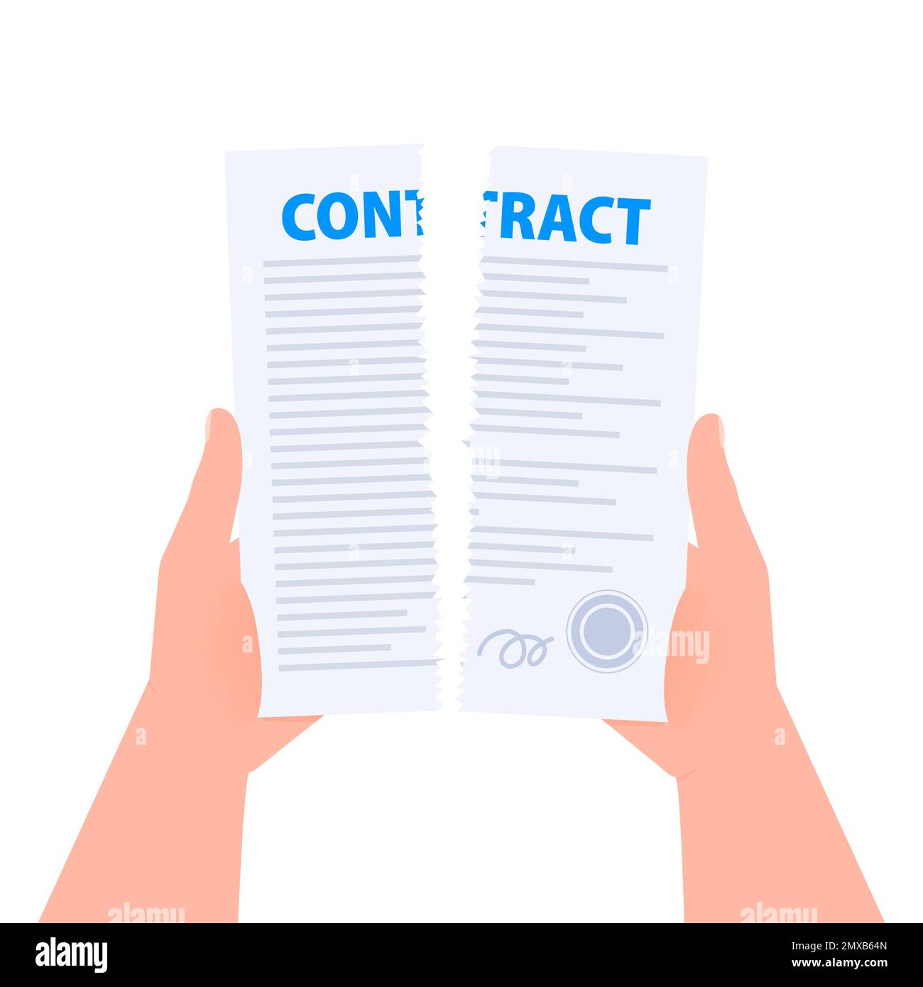 Terminated Contract document form. Torn document. Sign contract. Vector illustration Stock ...