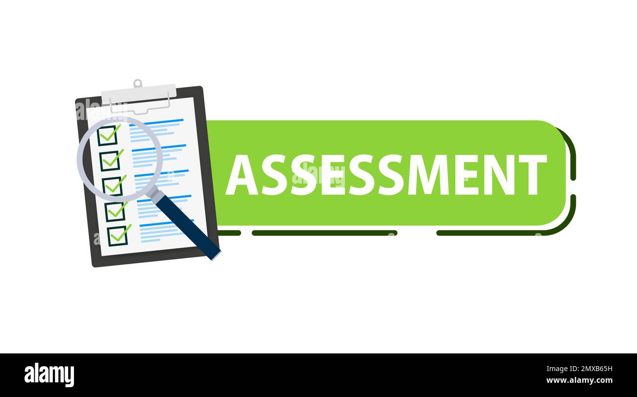 Clipboard checklist with assessment. Assessment and marketing. Vector ...