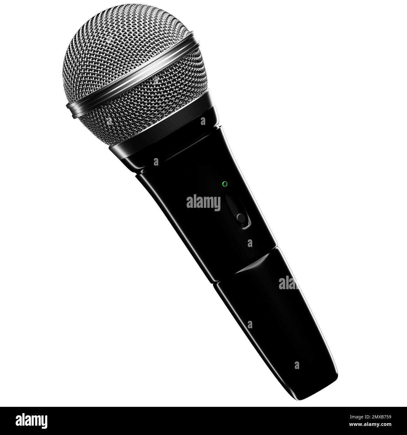 Silver microphone, model on white isolated background, 3d illustration ...