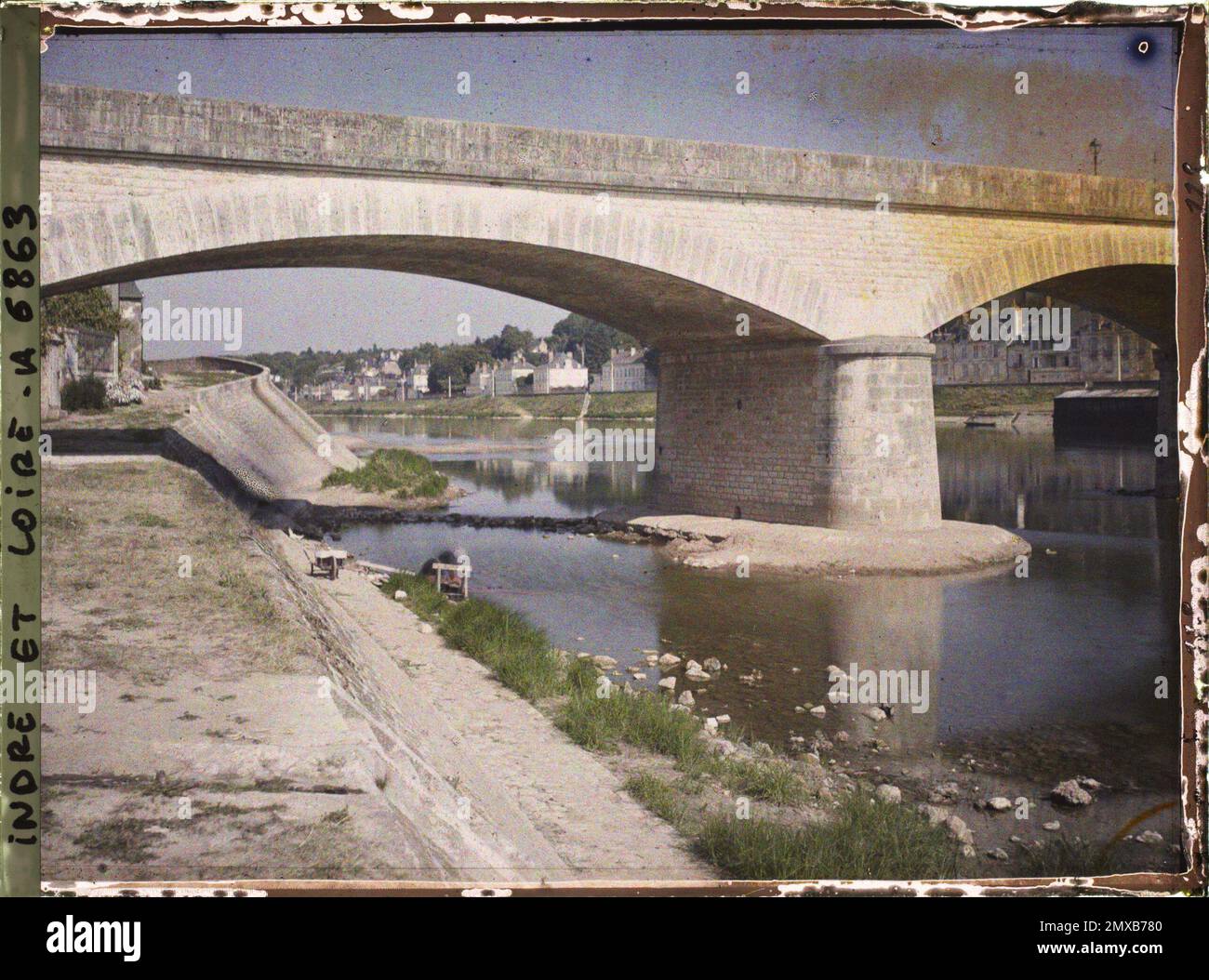 Amboise, France A pillar of the current bridge of Maréchal Leclerc ...