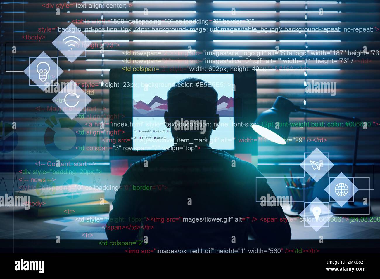 Professional programmer working with computer in office Stock Photo - Alamy