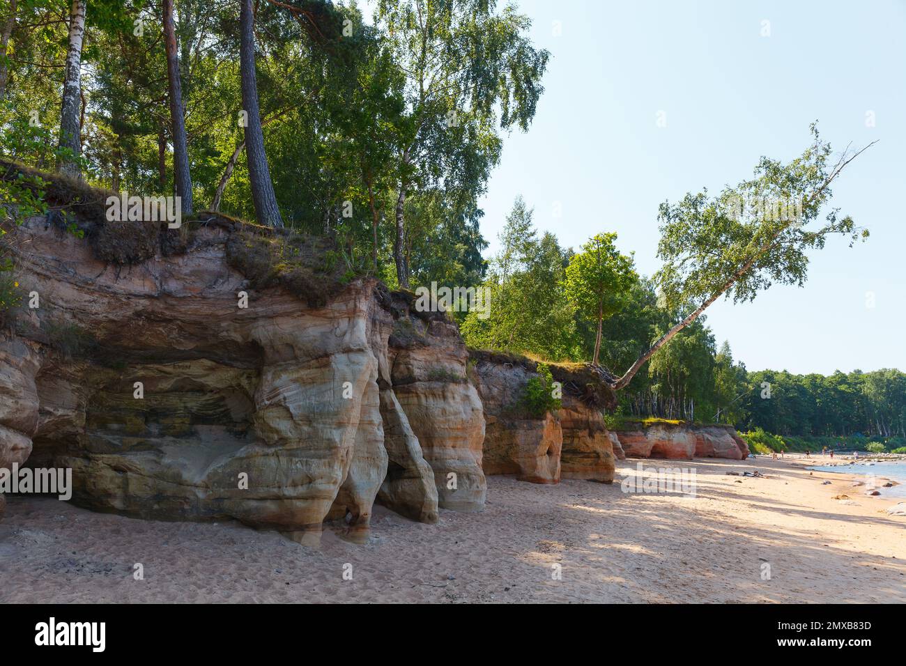 Veczemju klintis (Veczemju cliffs) on Baltic sea near Tuja, Latvia in ...