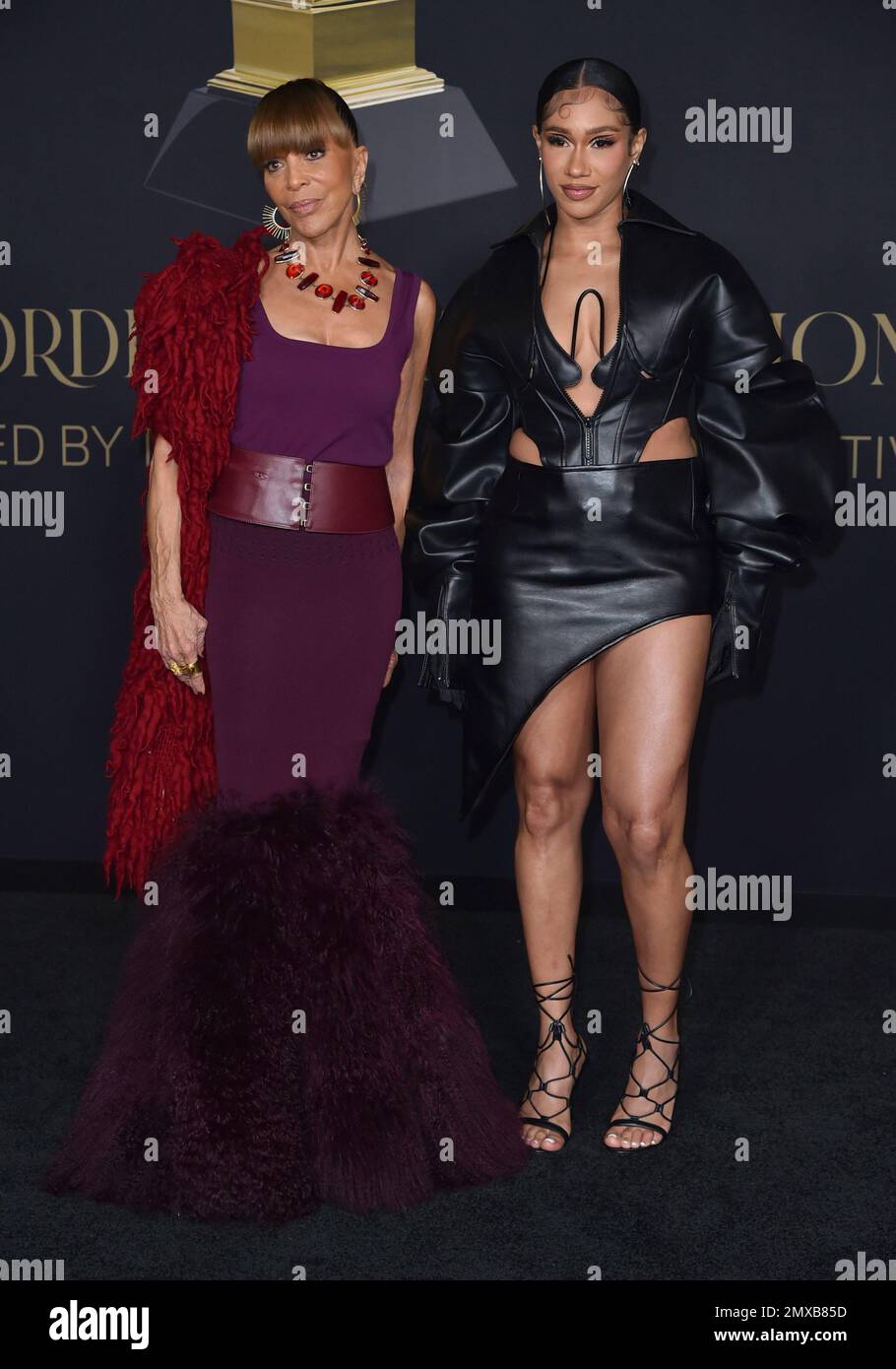 Epic Records CEO Sylvia Rhone, left, and Bia arrive at the Black Music ...