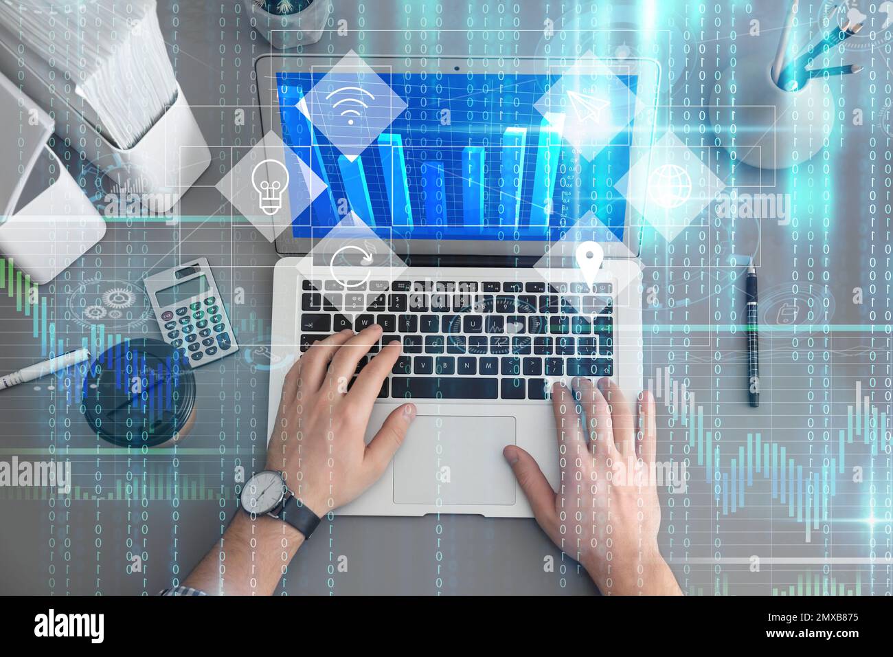 Programmer working laptop flat illustration hi-res stock photography ...