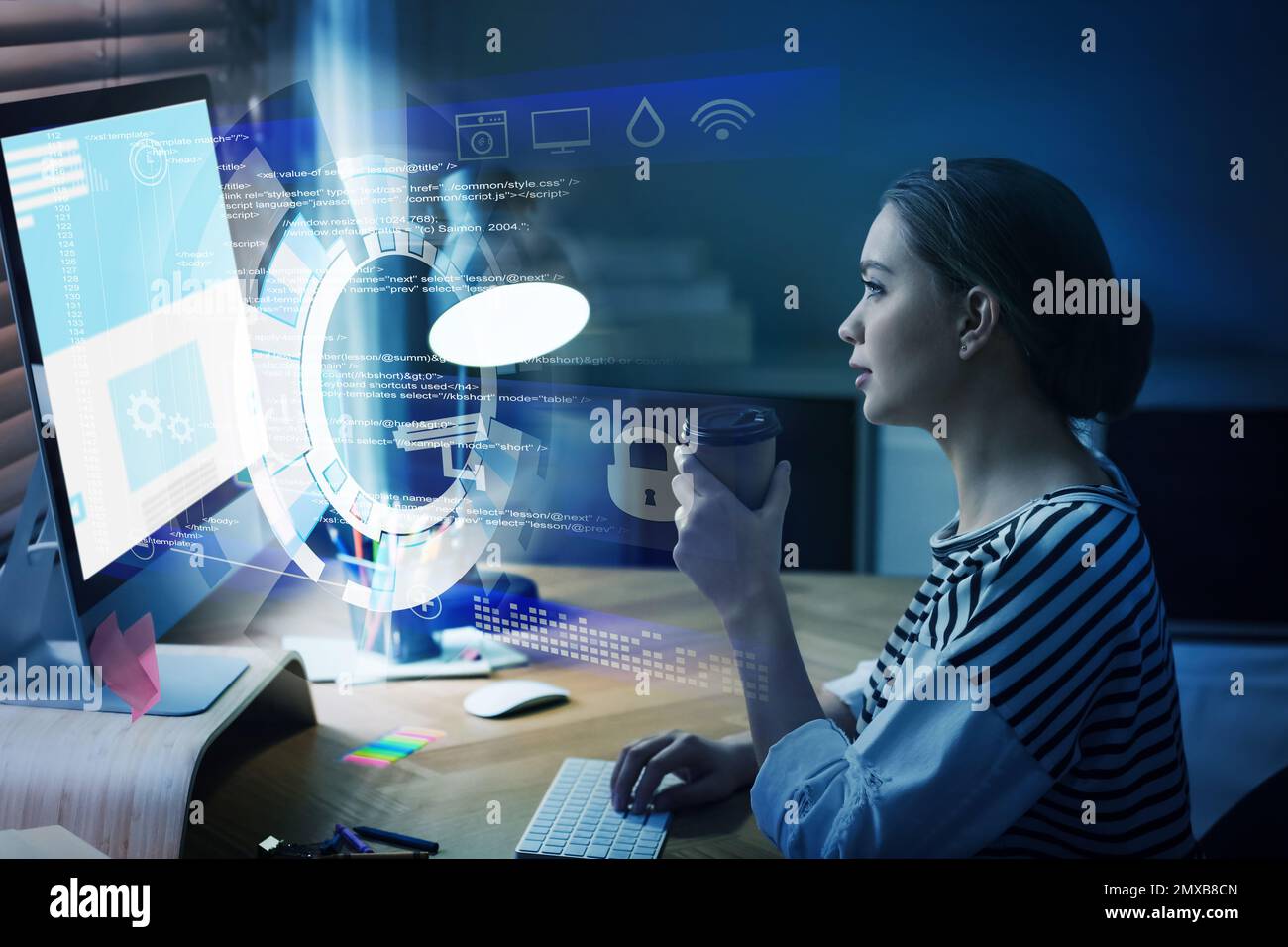 Female coder working binary hi-res stock photography and images - Alamy