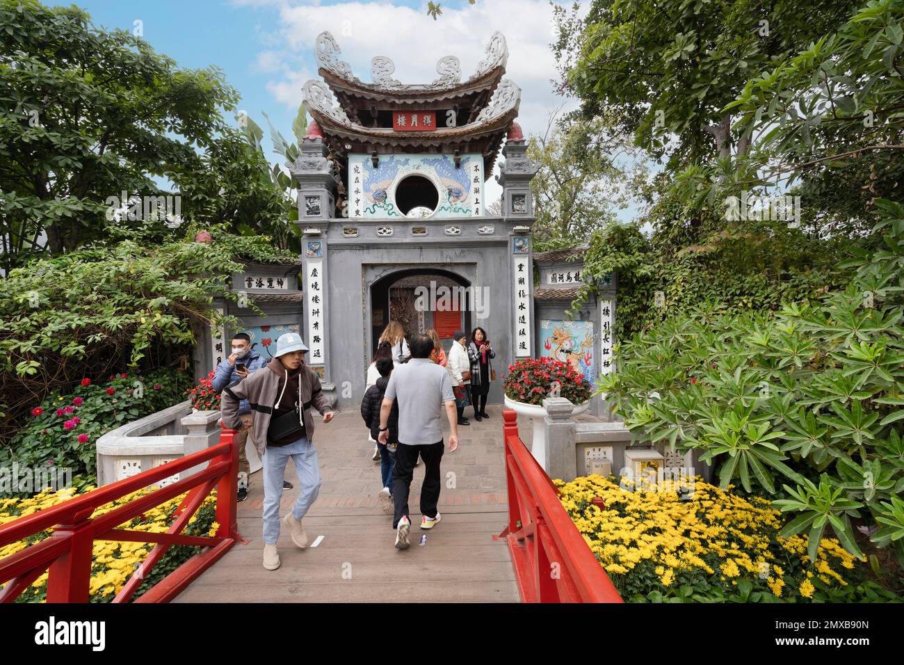 Hanoi, Vietnam, January 2023. view of Ngoc Son Temple, Confucian temple on the Hoan Kiem lake ...
