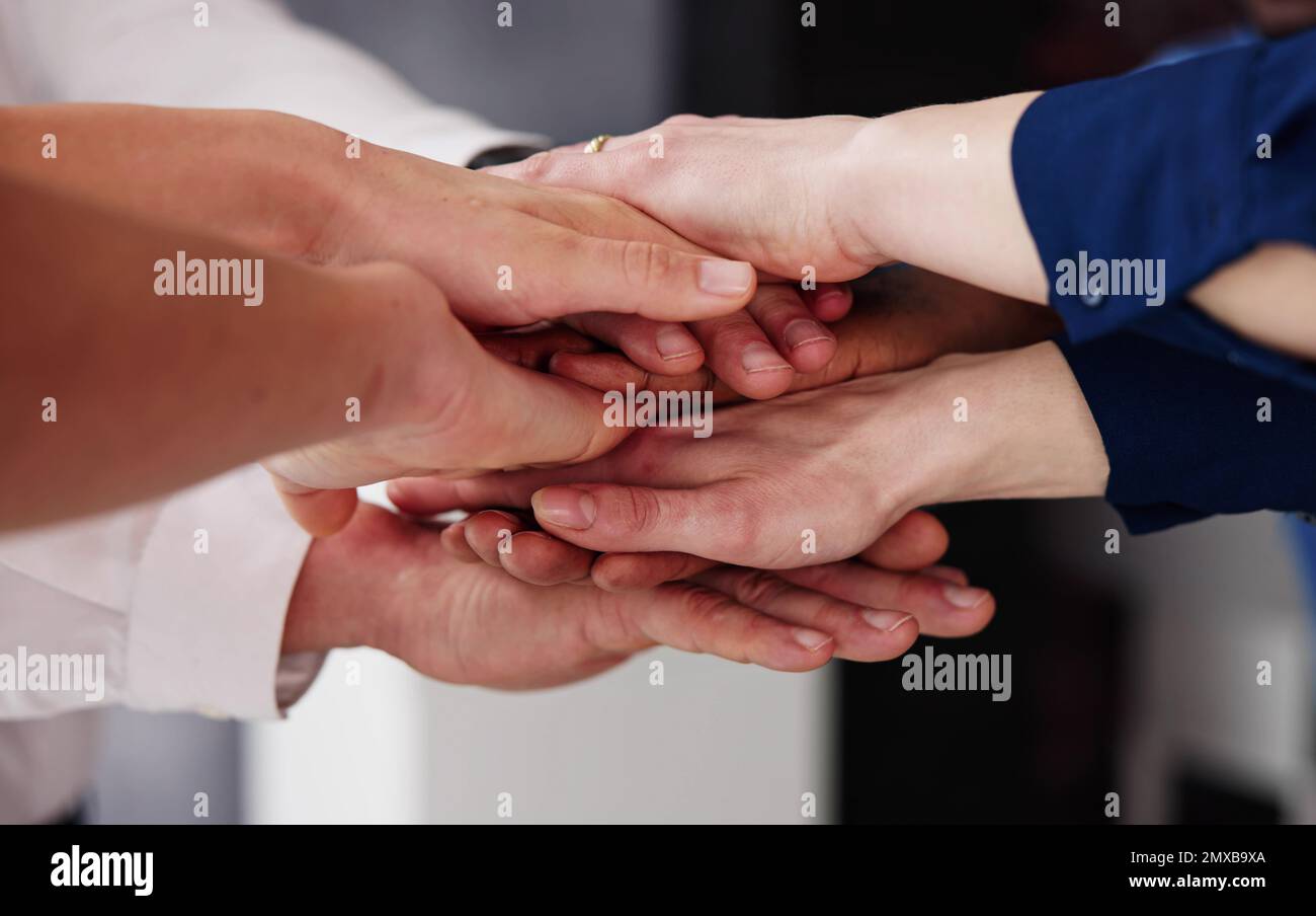 Diverse Multicultural Hand Stack In Circle. Multiracial Cohesive ...
