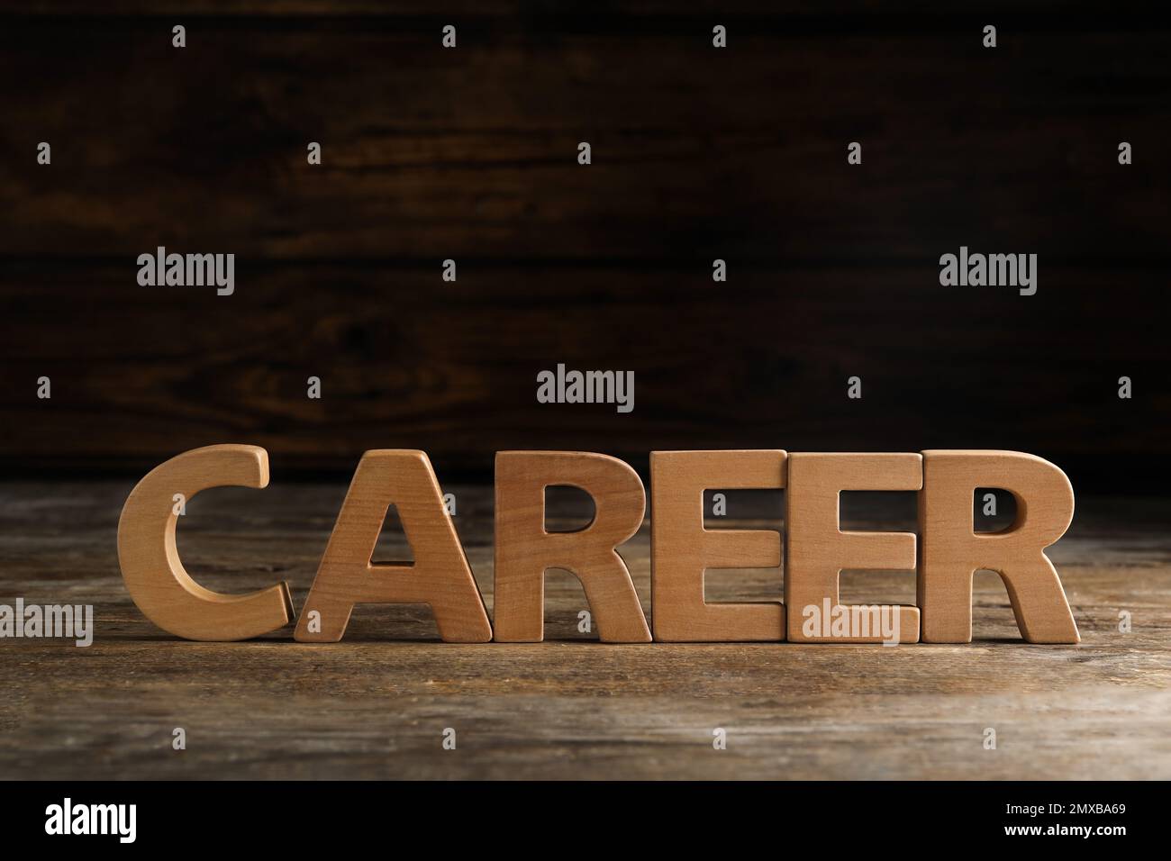 Word CAREER made with wooden letters on table. Space for text Stock ...