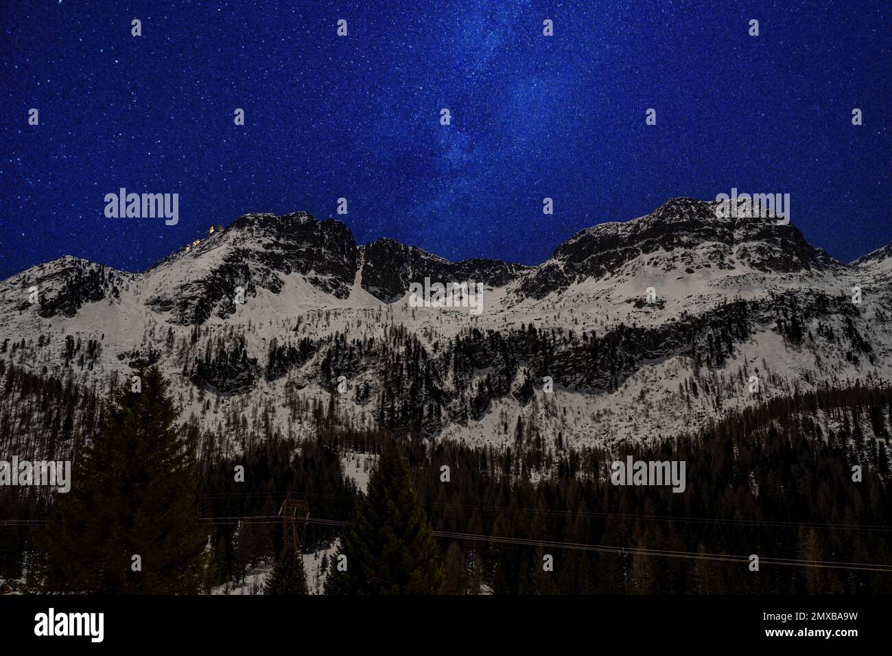 Passo San Pellegrino by night Stock Photo - Alamy