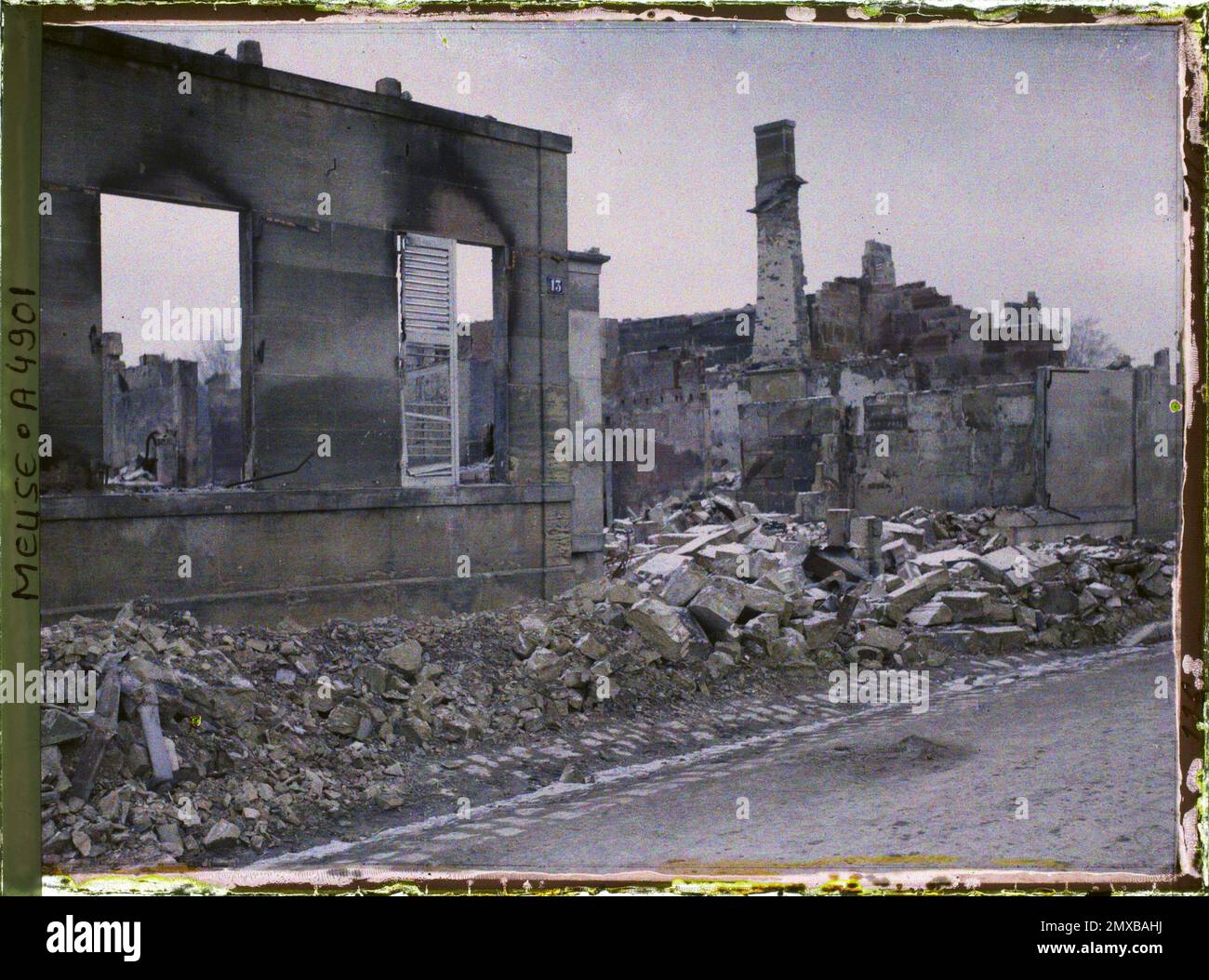 Rear front ruins rear bombing fireplace rubble first world war f hi-res ...