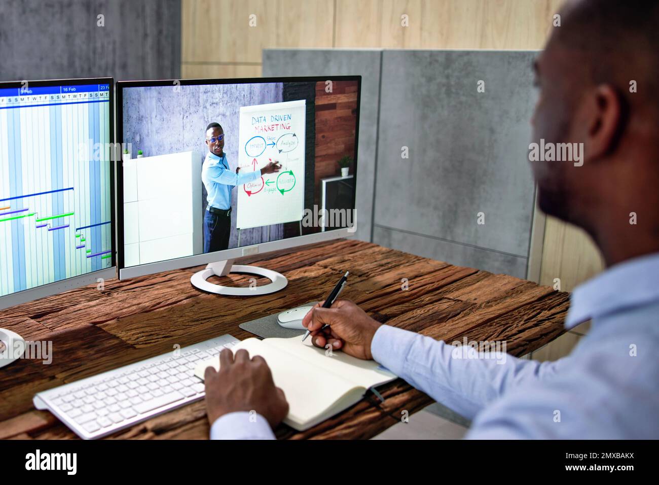 Online Virtual Video Conference Training On Desktop Computer Stock ...