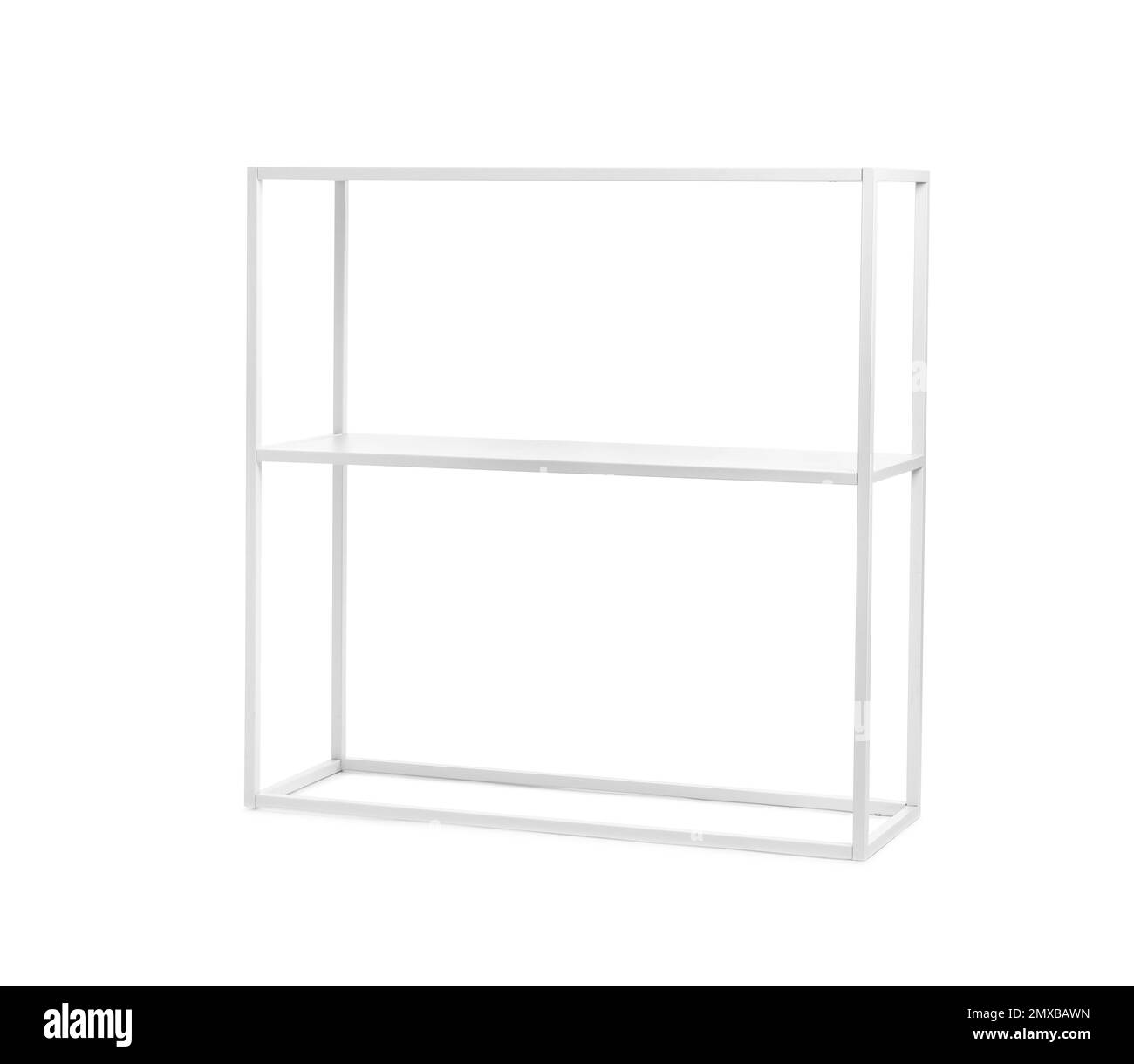 Empty modern shelving unit isolated on white Stock Photo - Alamy