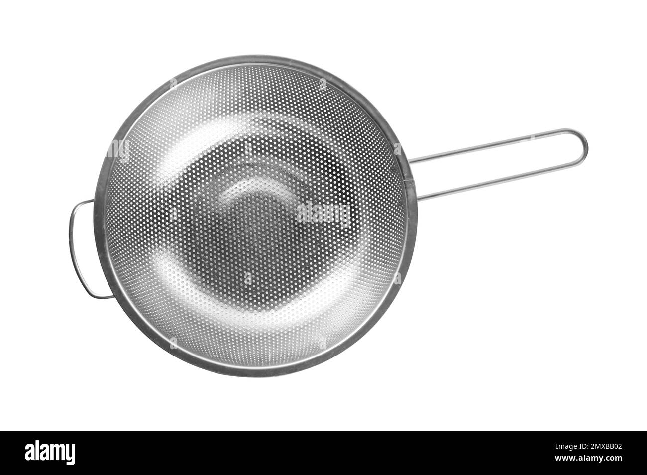New clean sieve isolated on white, top view Cooking utensil Stock Photo ...