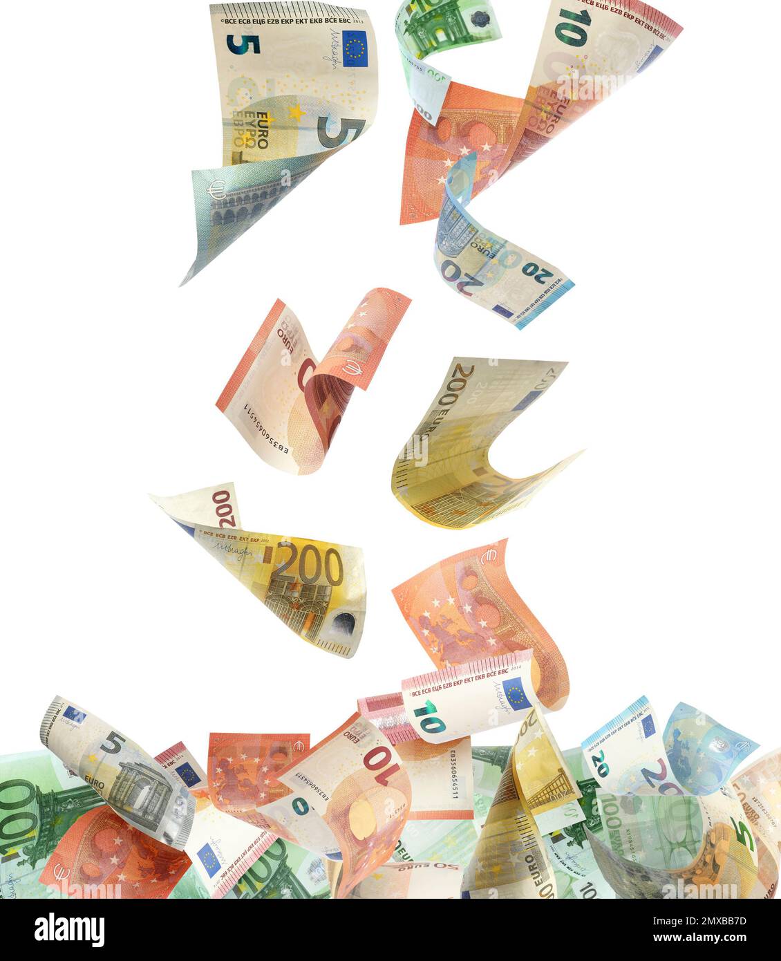 Set of falling money on white background. Currency exchange Stock Photo ...