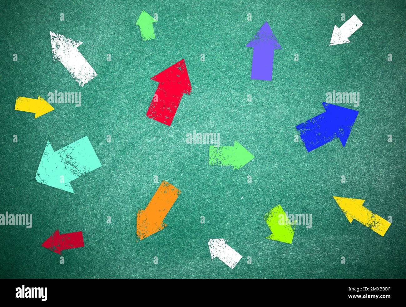 Choose your way. Colorful arrows aiming in different directions on ...