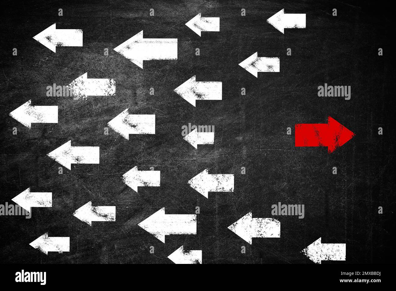 Choose your way. Red and white arrows aiming in different directions on ...