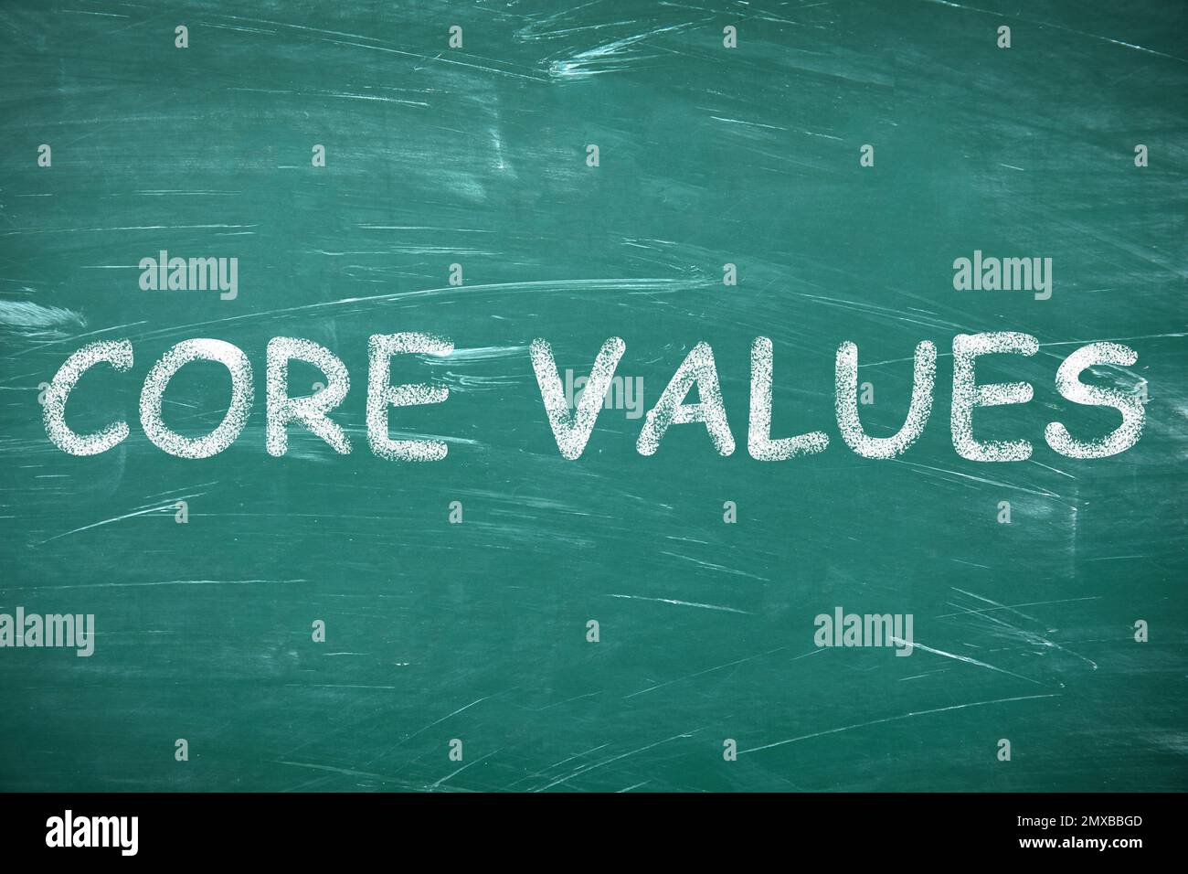 Phrase CORE VALUES written on green chalkboard Stock Photo - Alamy