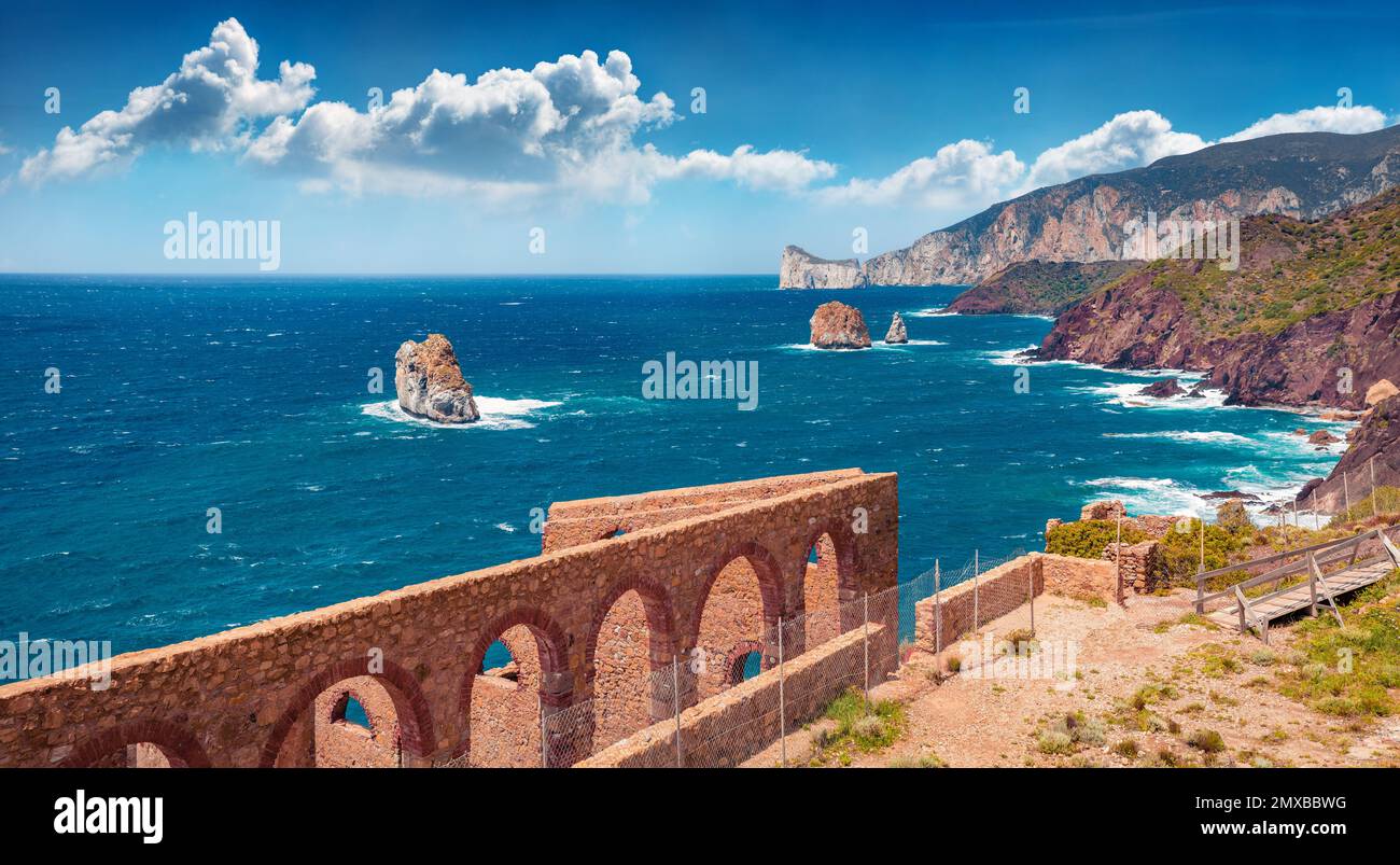 Captivating summer view of ancient ruins of Laveria Lamarmora (Miniera ...