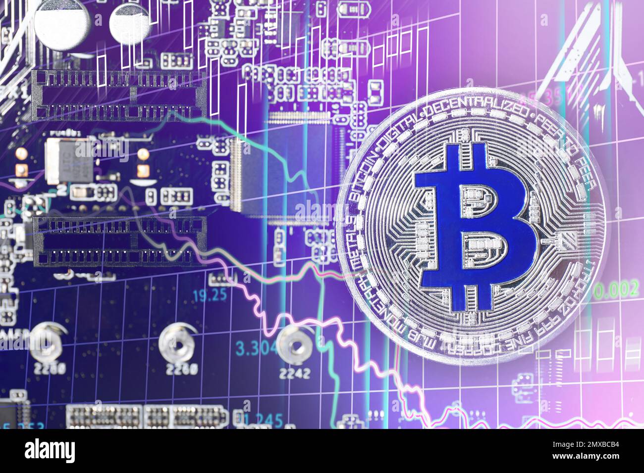Bitcoins and circuit board hi-res stock photography and images - Alamy