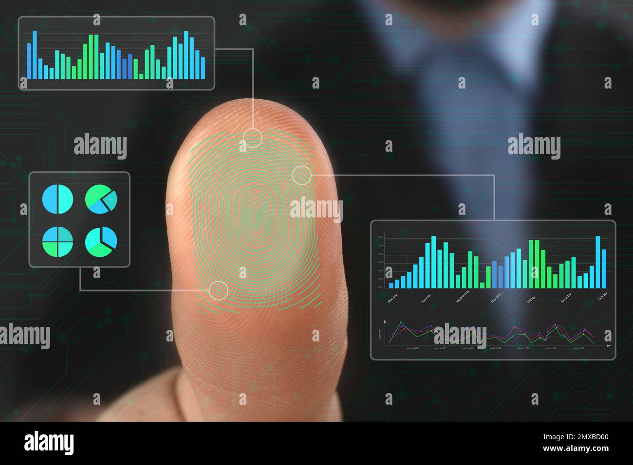 Businessman using biometric fingerprint scanner, closeup view Stock ...