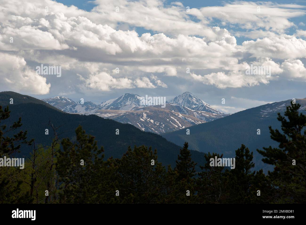 Grays Peak (l.) and Torreys Peak (r.), two of Colorado's famed ...