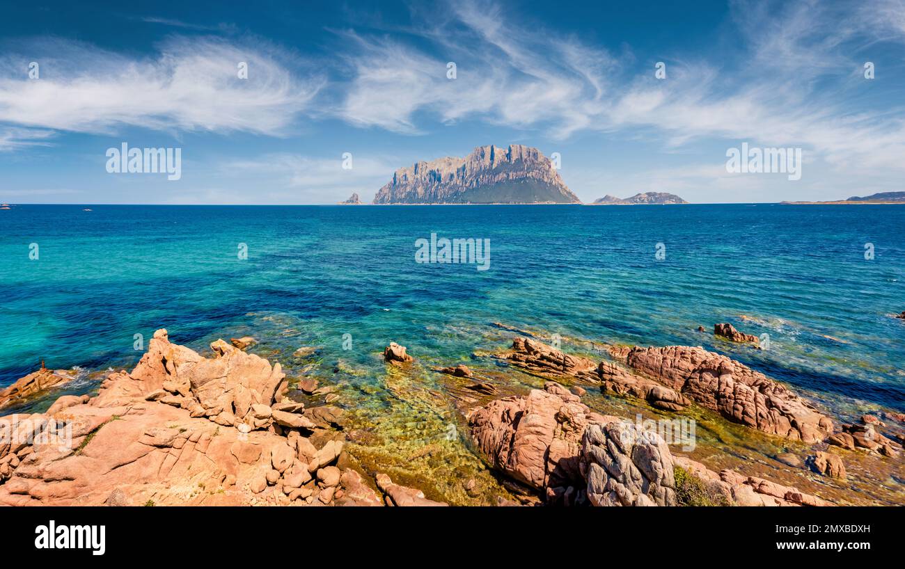 Stunning morning view from flying drone of Spiaggia Del Dottore beach ...