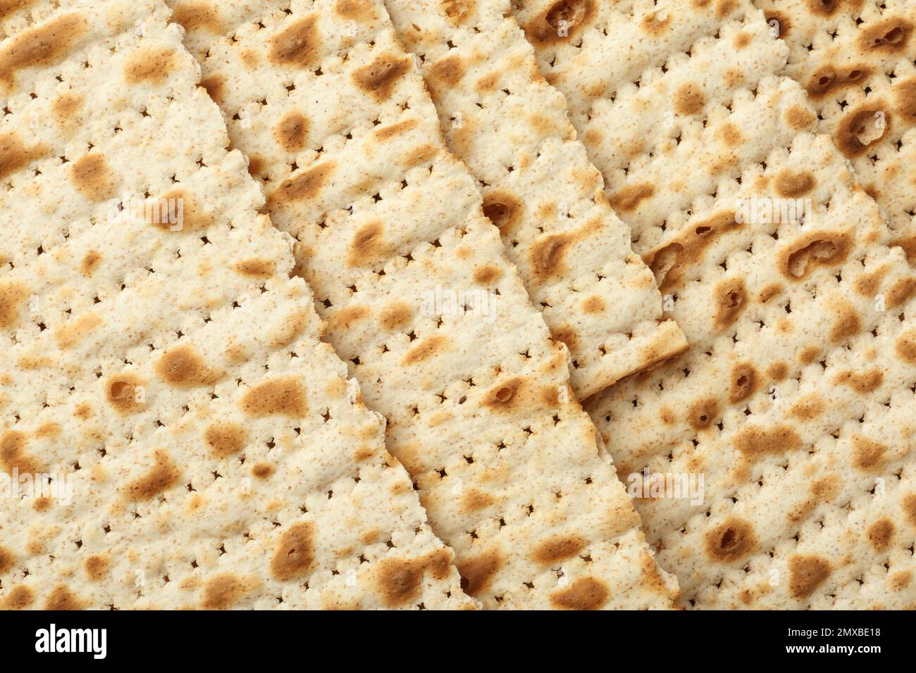 Traditional Matzos as background, top view. Pesach (Passover ...