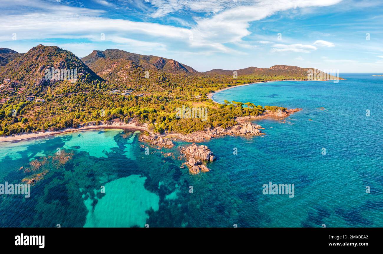 Beautiful marine scenery. Charming spring view from flying drone of ...