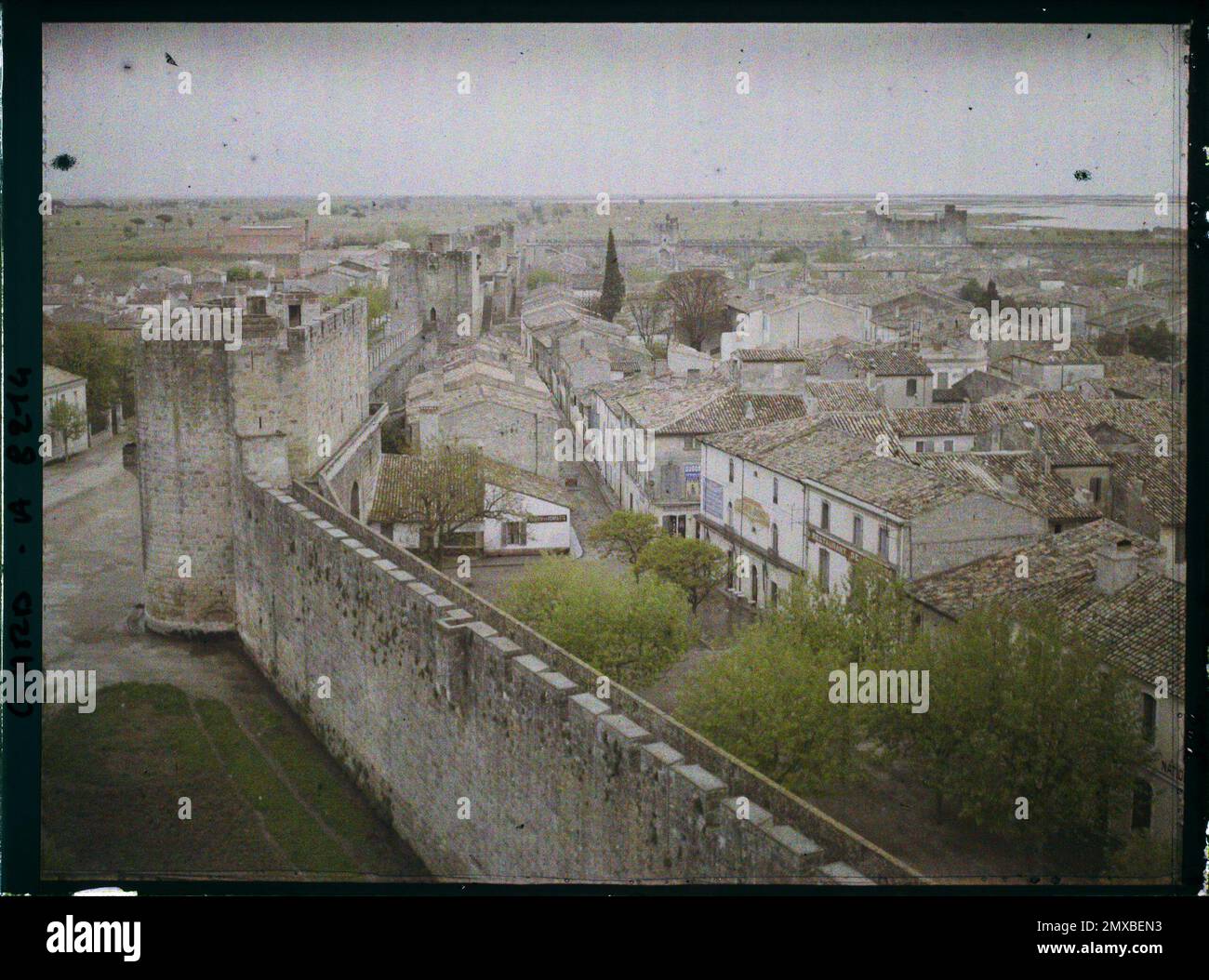 Aigues-Mortes, France Panorama of the city taken from the top of the ...