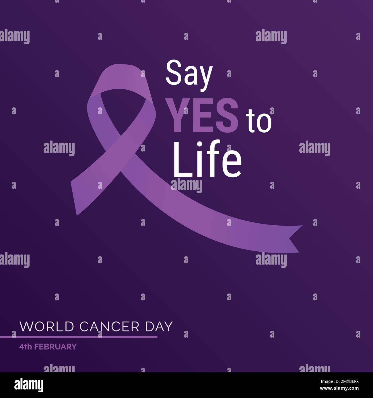 Say Yes to Life Ribbon Typography. 4th February World Cancer Day Stock ...