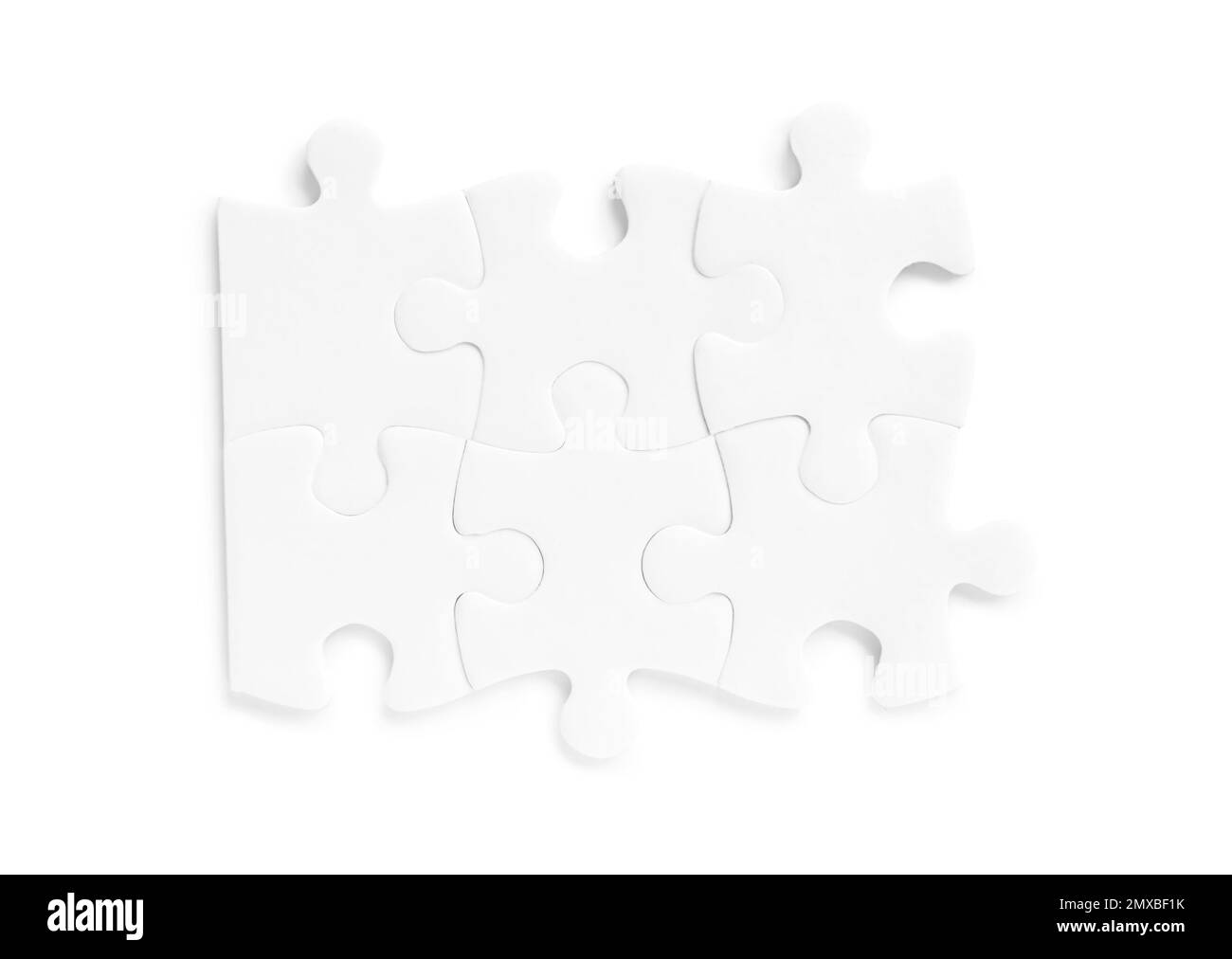 Blank puzzle pieces isolated on white, top view Stock Photo - Alamy