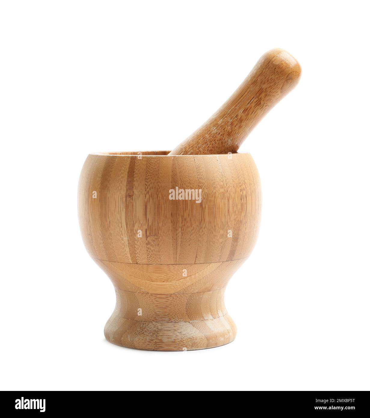 Wooden mortar and pestle isolated on white. Cooking utensils Stock ...