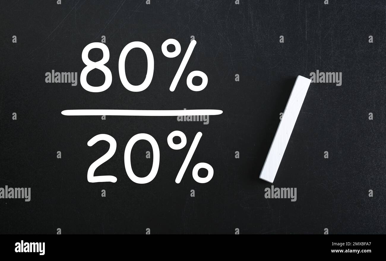 Pareto principle concept. 80/20 rule representation on chalkboard Stock ...