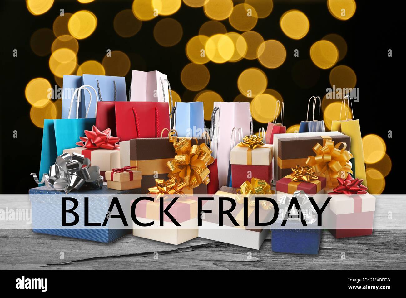 Black friday background lights bags hi-res stock photography and images ...