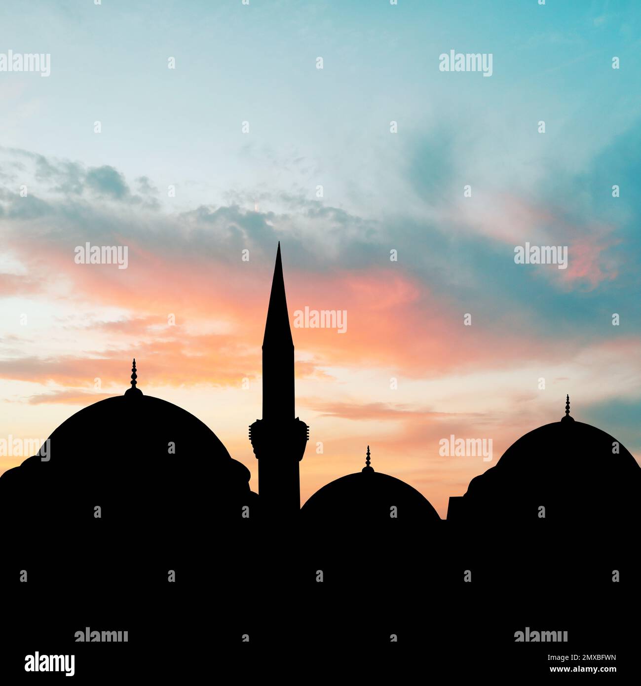 Silhouette of mosque during sunset. Muslim culture Stock Photo - Alamy