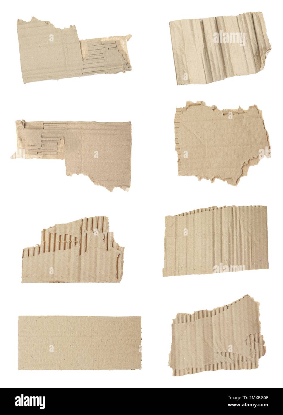 Set of torn cardboard pieces on white background Stock Photo - Alamy