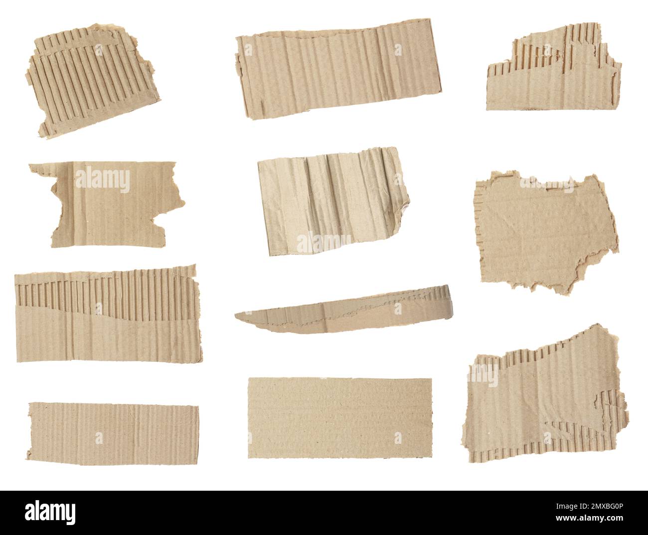 Set of torn cardboard pieces on white background Stock Photo - Alamy