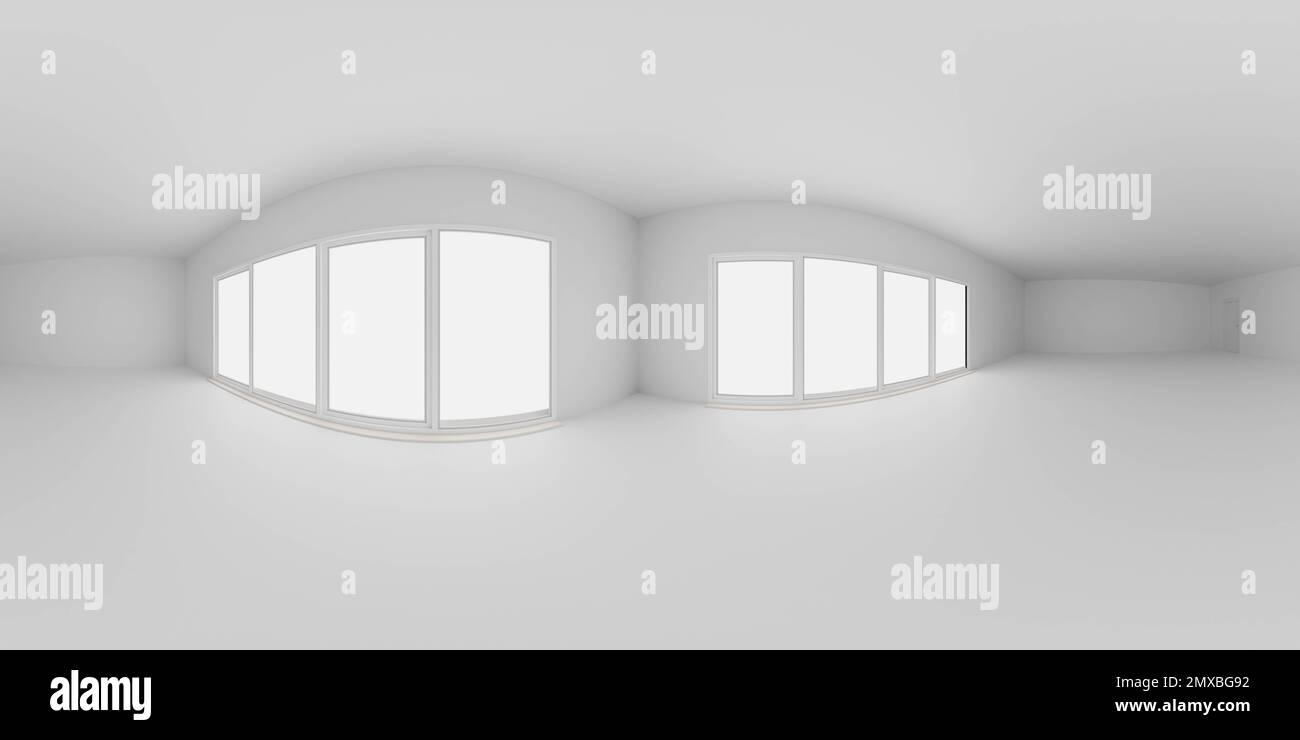 360 degree full panorama environment map of empty white room with big ...