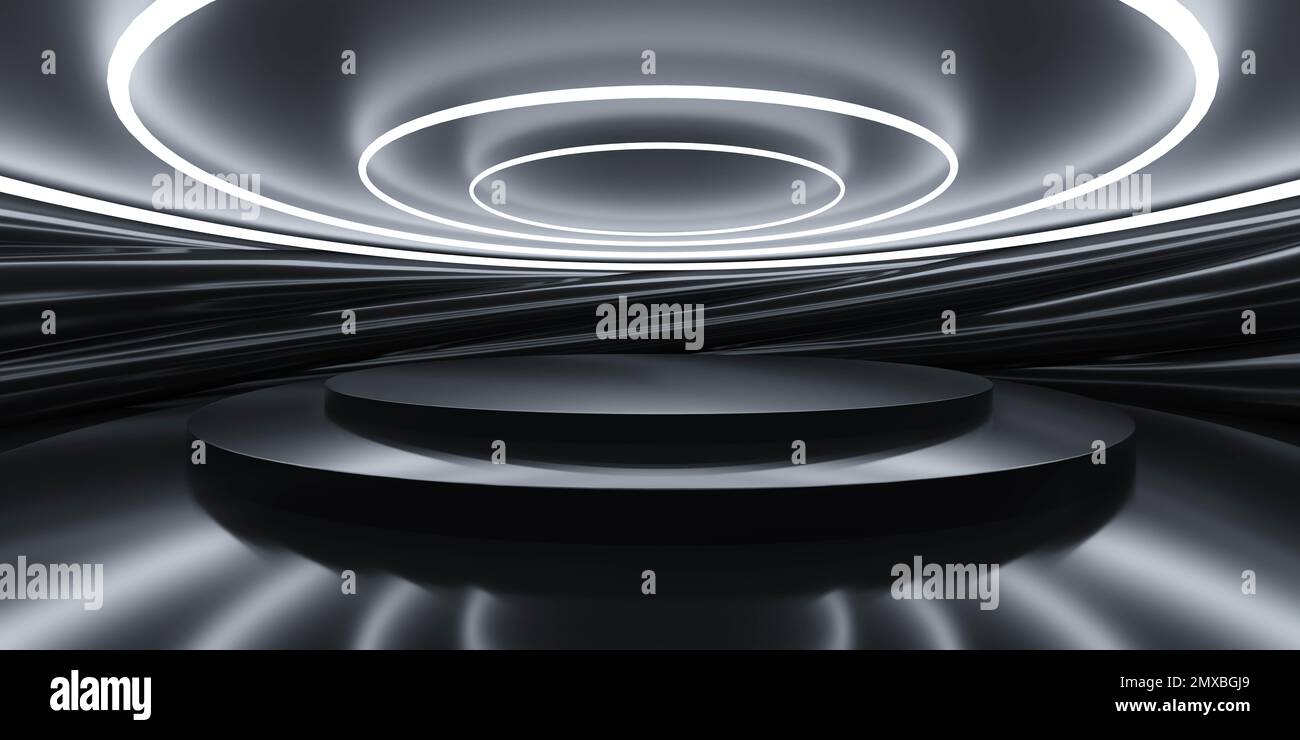 black minimalistic studio environment with bright lights and ...