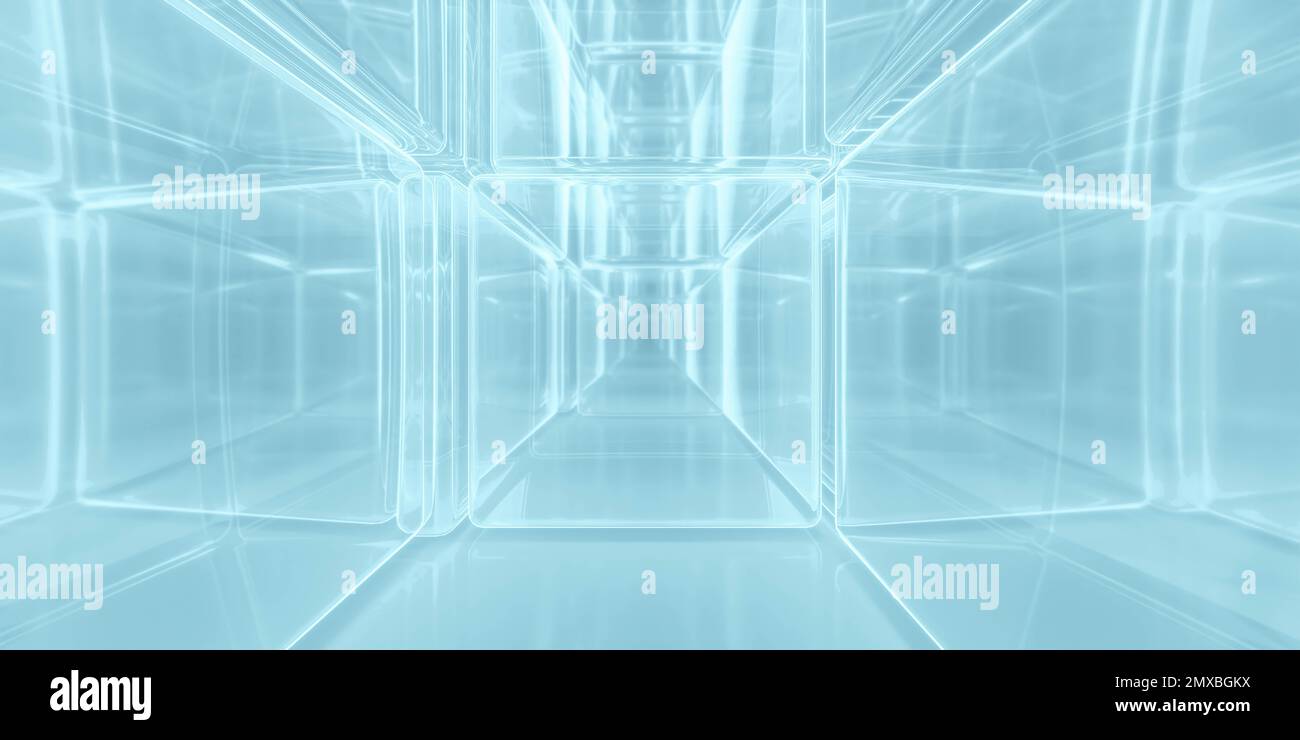 glowing futuristic environment with transparent walls 3d render ...