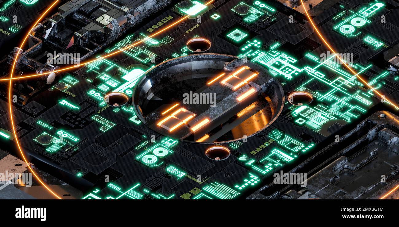 futuristic metal technology surface 3d render illustration Stock Photo ...