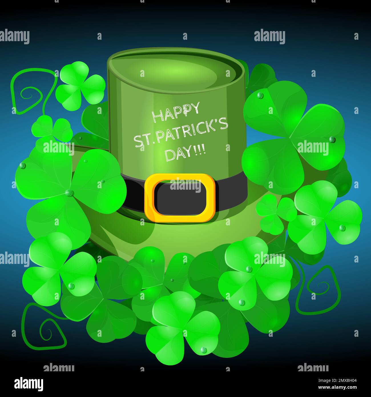 Cute Shamrock Hat for Postcards in illustration and vector Stock Vector ...