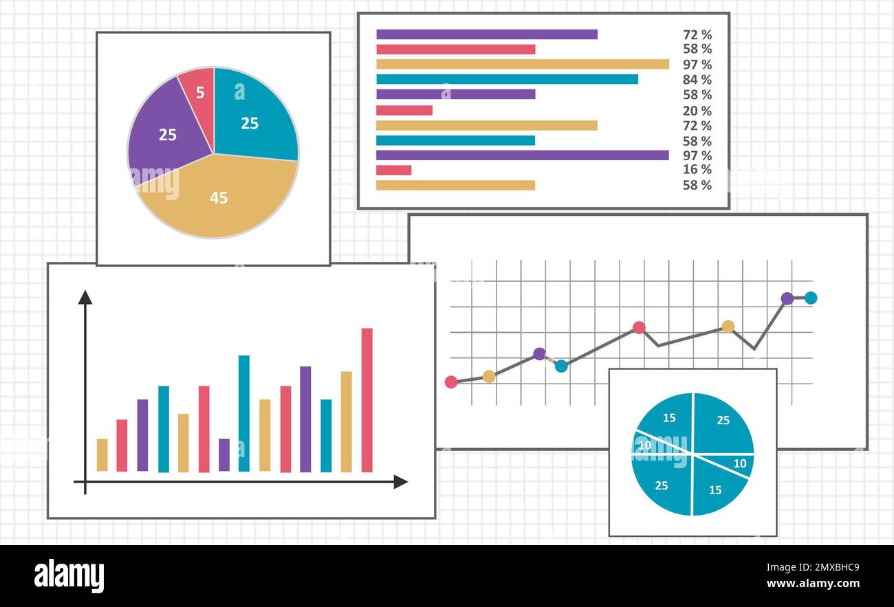 Set of different charts on squared paper Stock Photo - Alamy