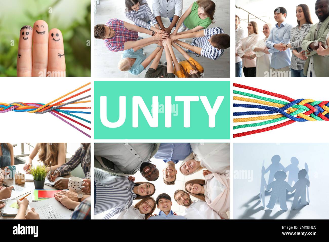 Collage with different photos. Concept of unity and support Stock Photo ...
