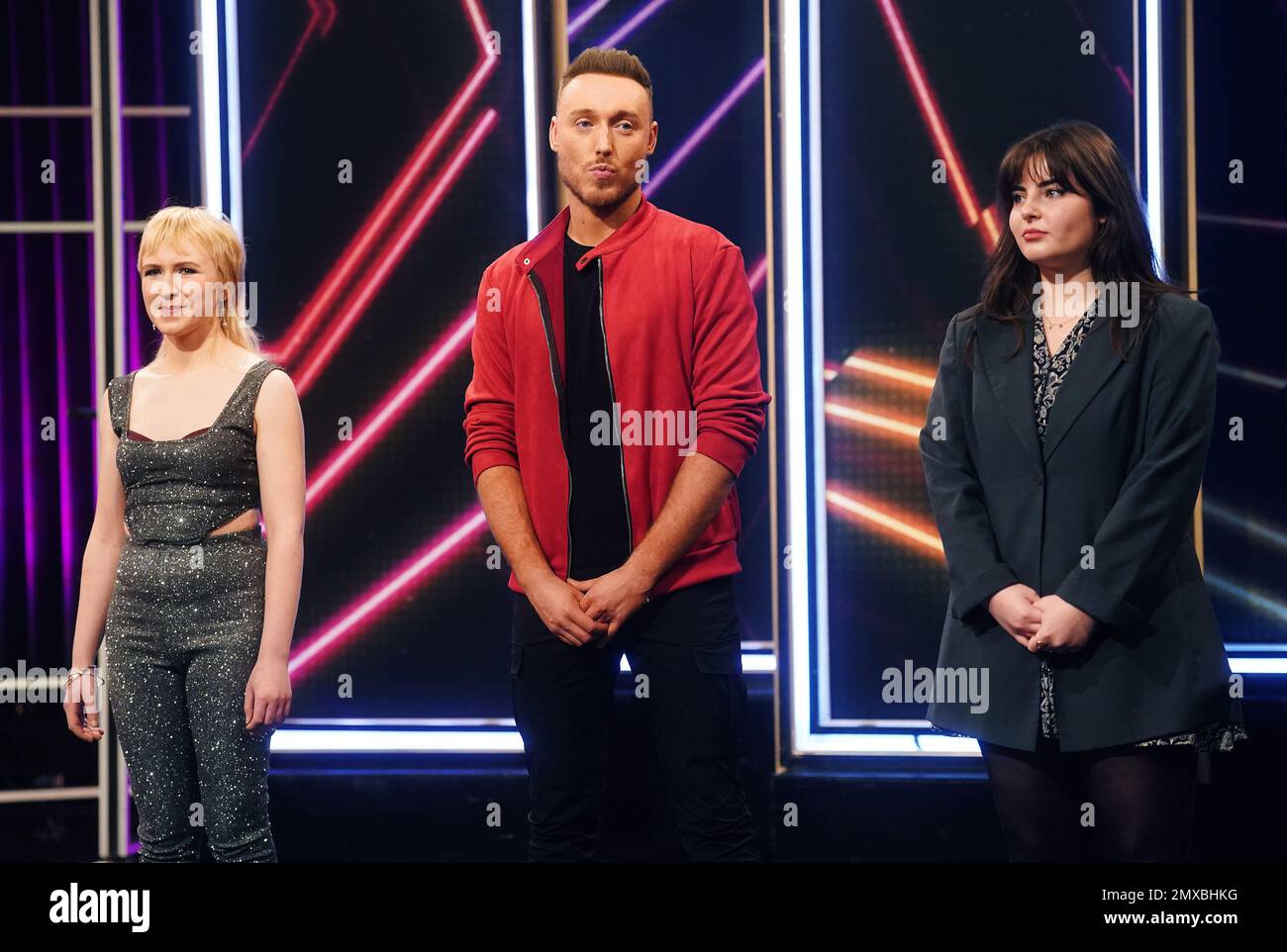 Leila Jane (left), ADGY (centre), and CONNOLLY, at The Late Late show ...