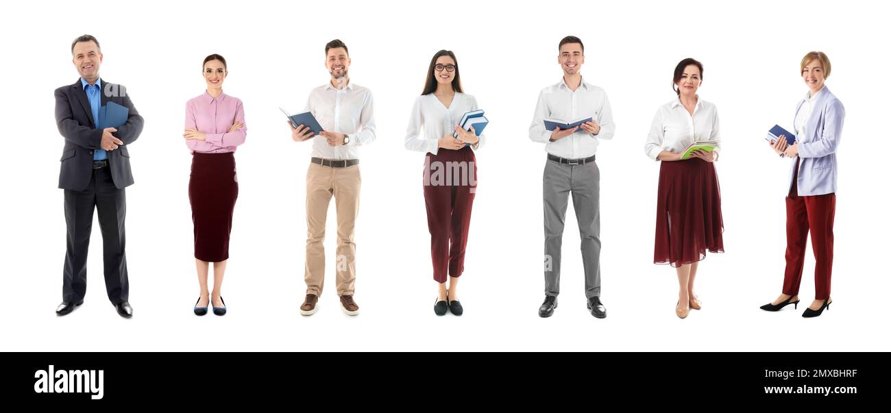Collage with teachers on white background. Banner design Stock Photo ...